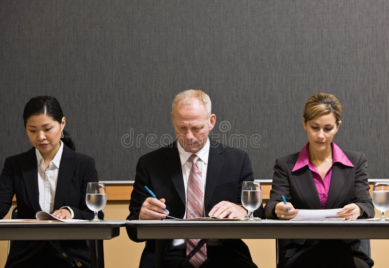 Co-workers Meeting at Table in Conference Room Stock Image - Image of ...