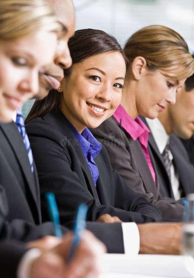 Co-workers Meeting At Table In Conference Room Stock Image - Image of ...