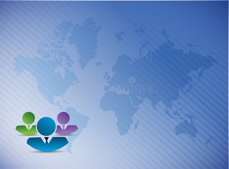 Co Workers Over a World Map Illustration Stock Illustration ...
