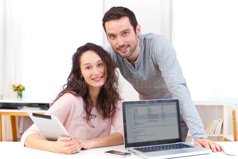 Co Workers Showing Their Finished Work Stock Photos - Free & Royalty ...