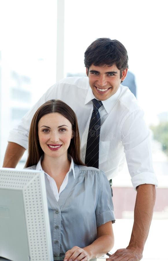 Co-workers Smiling at the Camera Stock Image - Image of business, group ...