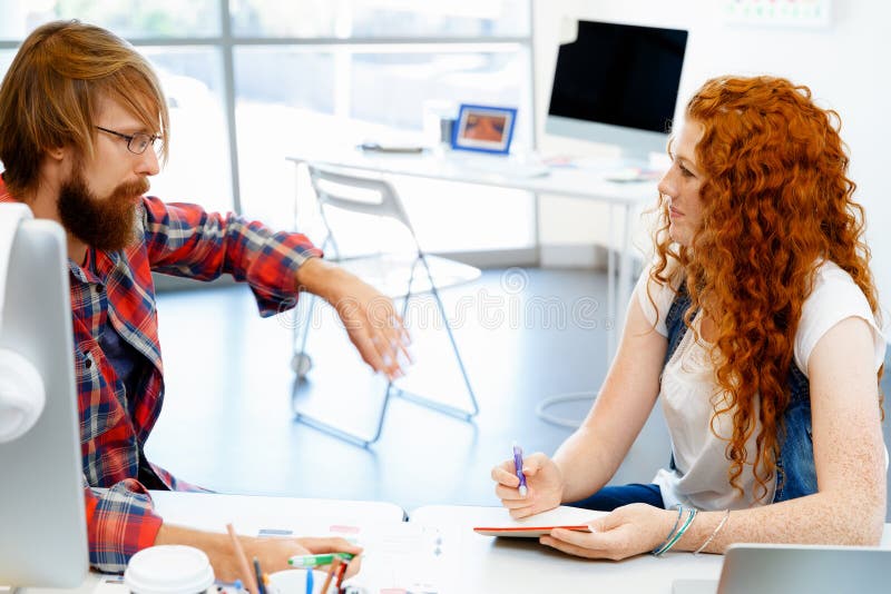 Co-workers Working Together Stock Photo - Image of office, tablet: 63862622