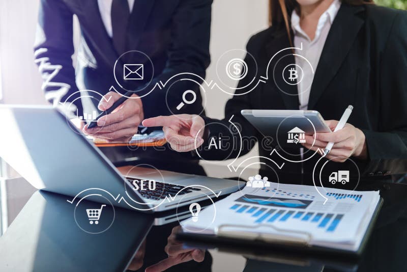 Co Working Process, Team Working.Coding Software Developer Work with AR ...