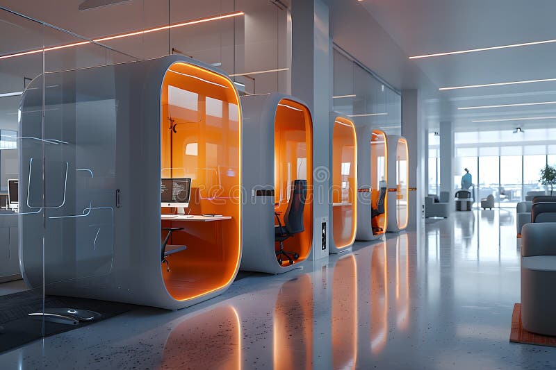 Co-Working, a Sleek Minimalist Workspace with Standing Desks Stock ...