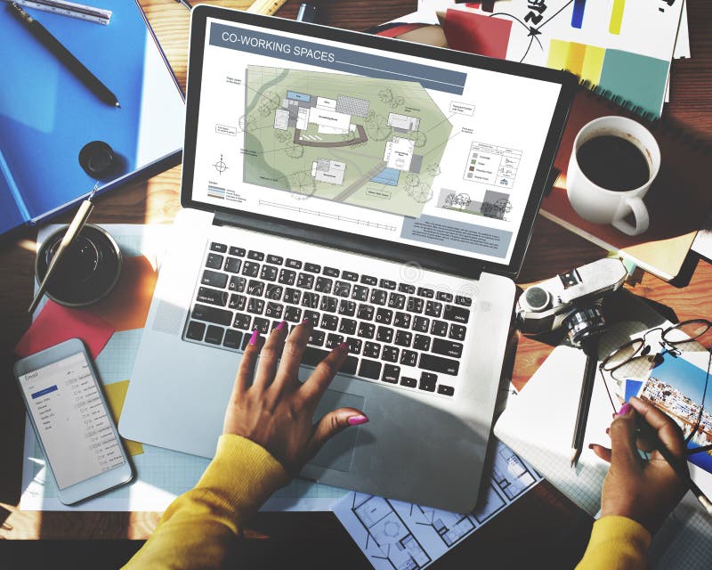 Co Working Space Architecture Plan Map Blueprint Design Concept Stock ...