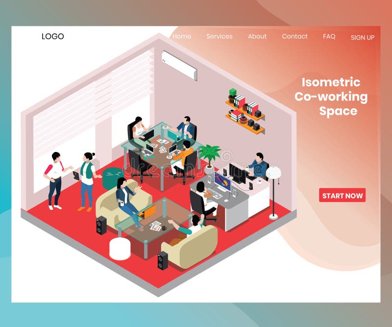 Co-Working Space for Business People Isometric Artwork Concept Stock ...