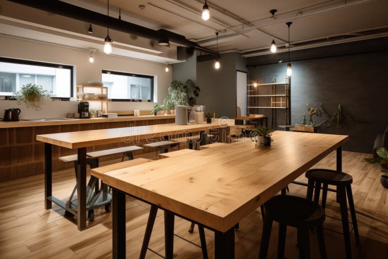 Co-working Space with Communal Table for Collaboration and ...