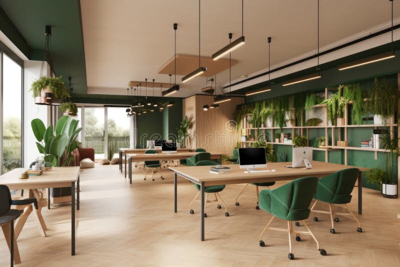 Co-working Space with Interiors Inspired by Nature and Greenery Stock ...