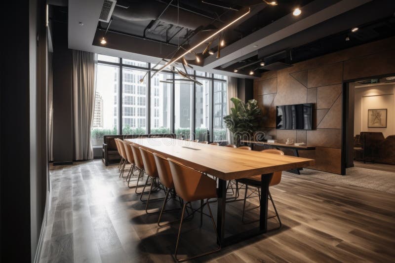 Co-working Space with Large Communal Table and Conference Room for ...