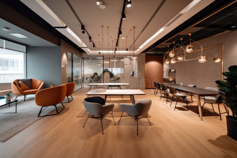 Co-working Space with Modern Furniture and Sleek Design Stock Image ...