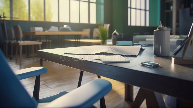 Co-working Space in Modern Interior. Generative AI Stock Illustration ...