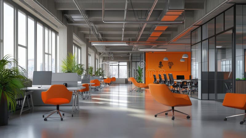 Co-working Space in Modern Office Setting 3D Render Stock Illustration ...