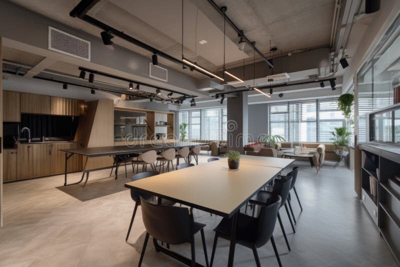 Co-working Space with Modern and Sleek Design, Featuring Open Layout ...