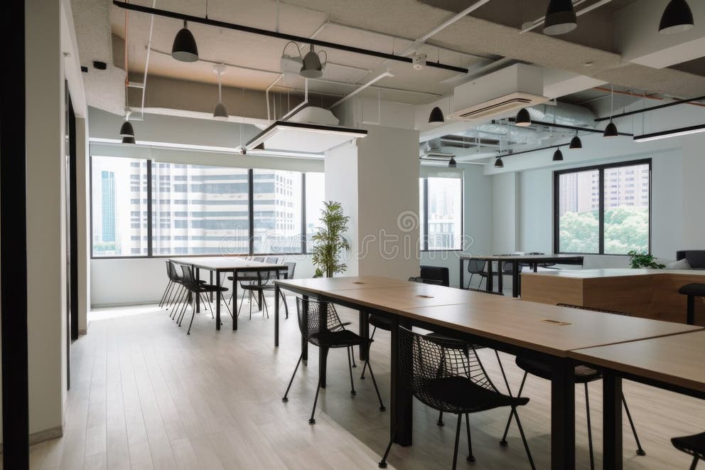 Co-working Space with Modern and Sleek Design, Featuring Open Layout ...
