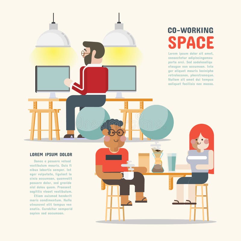 Co-Working Space. the Shared Space To Work Together Stock Vector ...