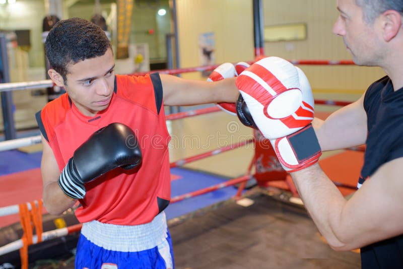 Coach and Boxing Student - Boxing Training Stock Image - Image of ...