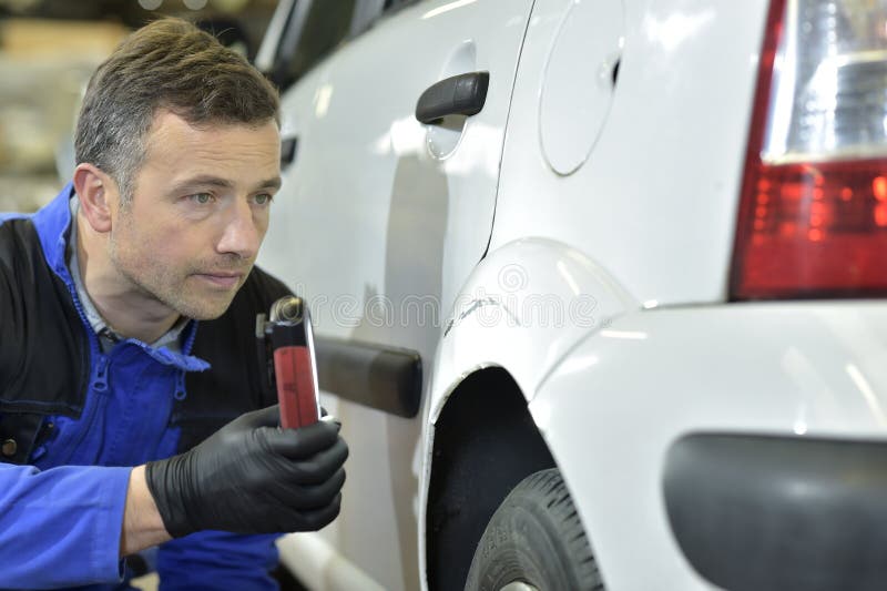 Coach-builder Checking Car Reparations To Make Stock Image - Image of ...