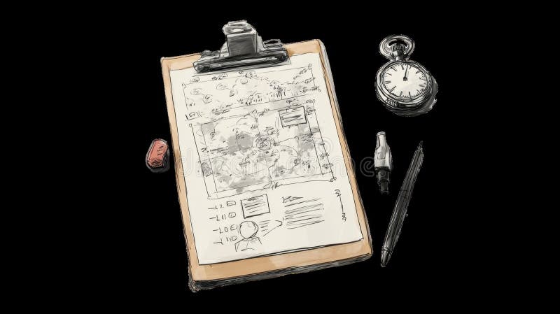 Coach Designing Game Strategy Using Clipboard, Stopwatch, and Marker on ...