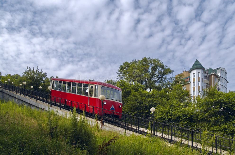 The Coach of Funicular Railway Stock Image - Image of rails, funicular ...