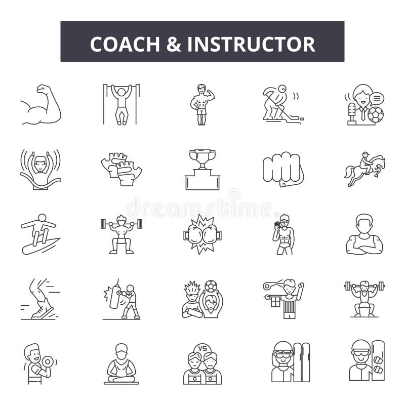 Coach and Instructor Line Icons, Signs, Vector Set, Outline ...