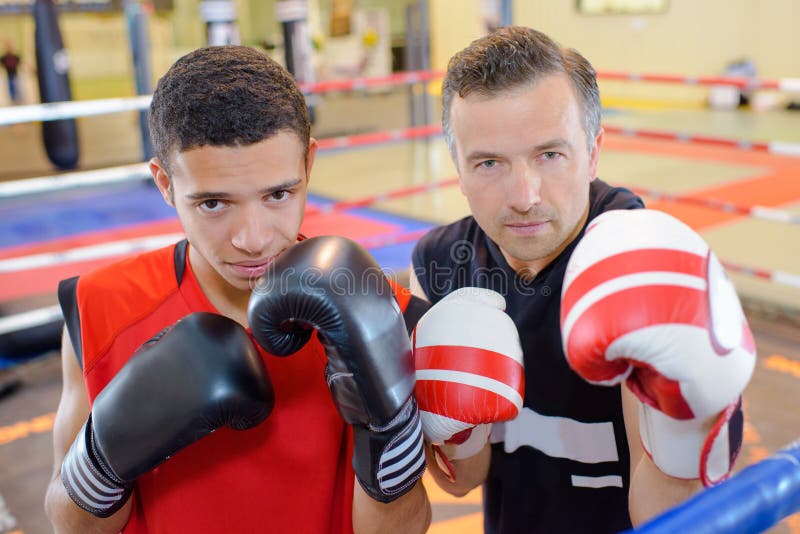 Coach and Man in Boxing Class Stock Image - Image of trainer, teen ...