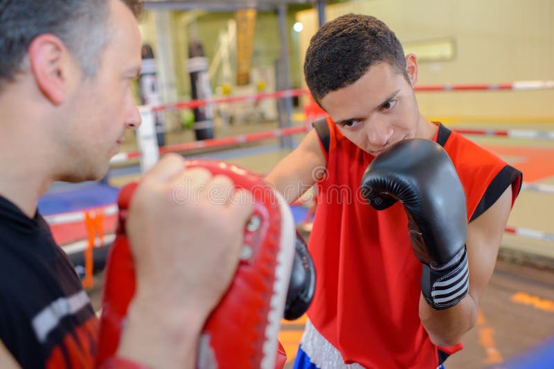 Coach and Man in Boxing Class - Punch Stock Photo - Image of practice ...