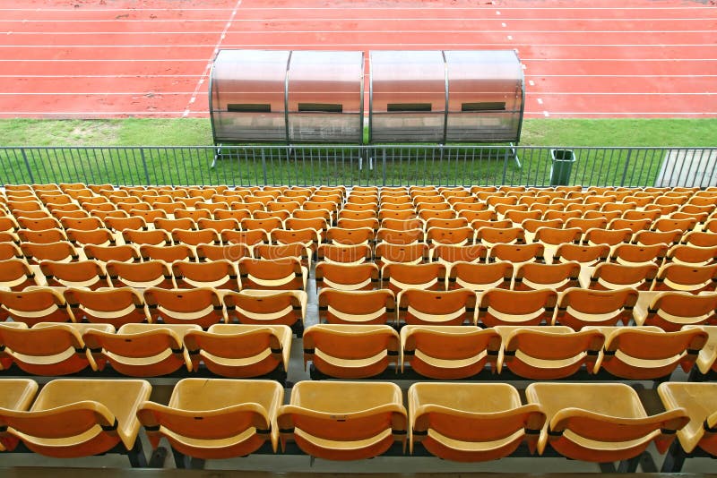 Coach and Reserve Benches in Football Stadium Stock Image - Image of ...