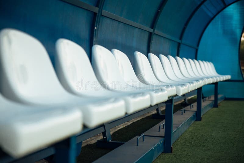 Coach and Reserve Benches in Football Stadium Stock Photo - Image of ...