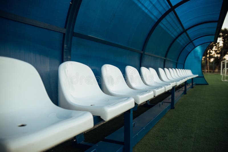 Coach and Reserve Benches in a Soccer Field Stock Image - Image of game ...