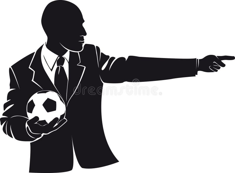 Coach with a Soccer Ball. Vector Silhouette Stock Vector - Illustration ...