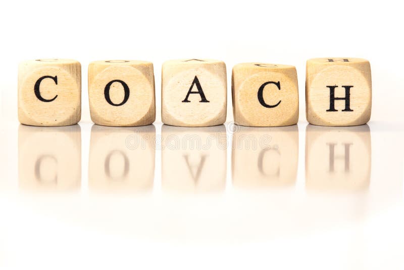 Coach Spelled Word, Dice Letters with Reflection Stock Photo - Image of ...