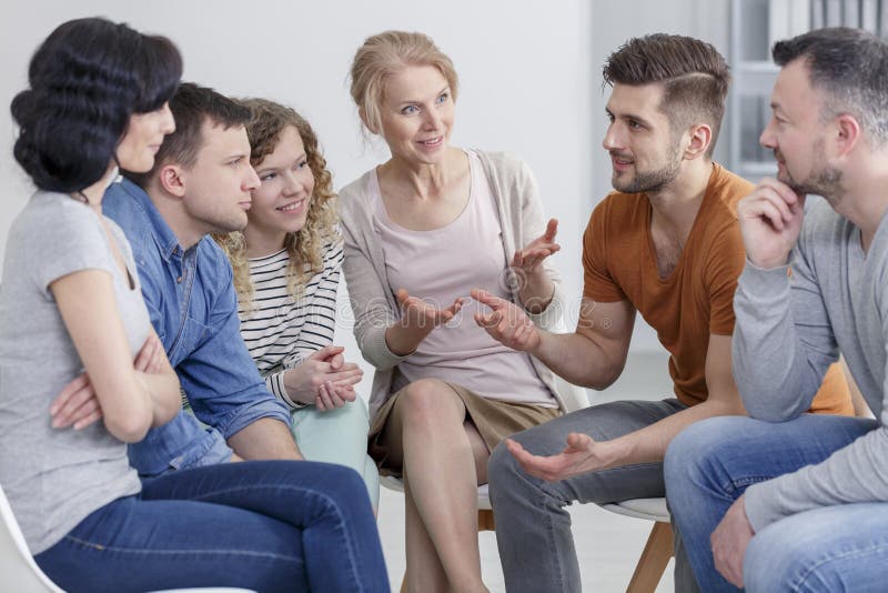 Coach and support group stock photo. Image of circle - 95970772