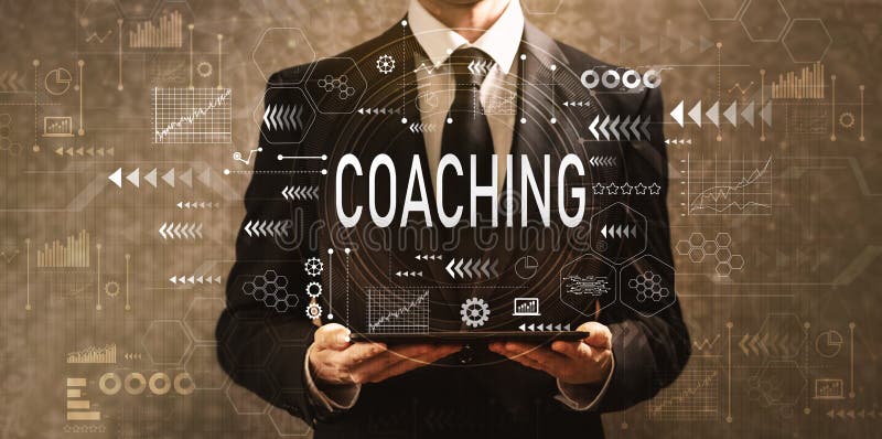 Coaching with Businessman Holding a Tablet Computer Stock Image - Image ...