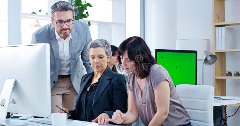 Coaching, Computer and Management with Business People in Office ...