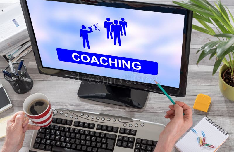 Coaching Concept on Different Devices Stock Photo - Image of advisor ...