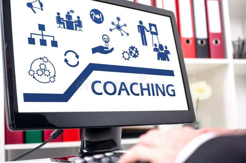 Coaching Concept on a Computer Screen Stock Image - Image of workplace ...