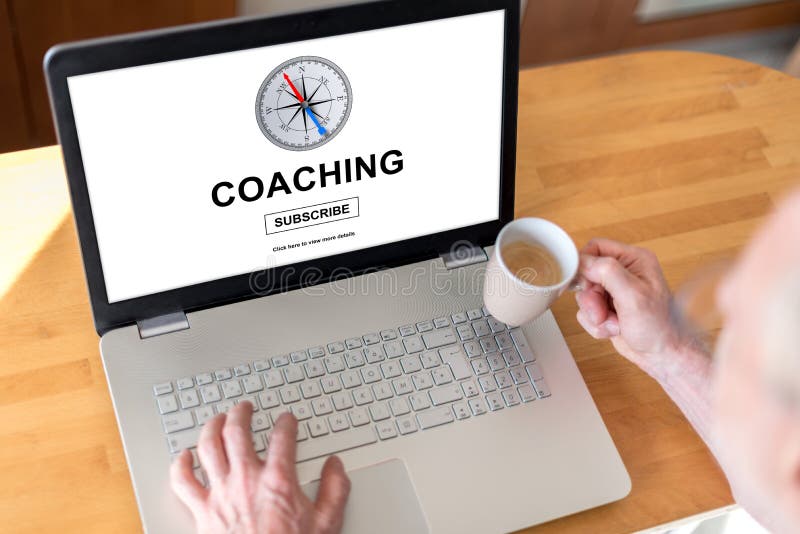 Coaching Concept on a Laptop Stock Image - Image of hand, laptop: 86719741