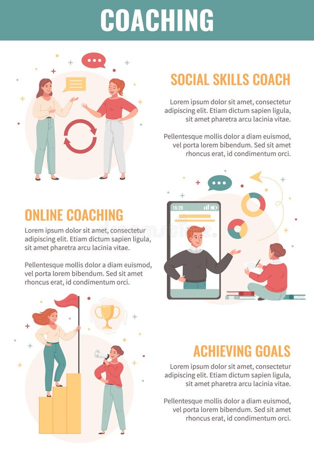 Coaching Flat Cartoon stock vector. Illustration of coach - 272363815