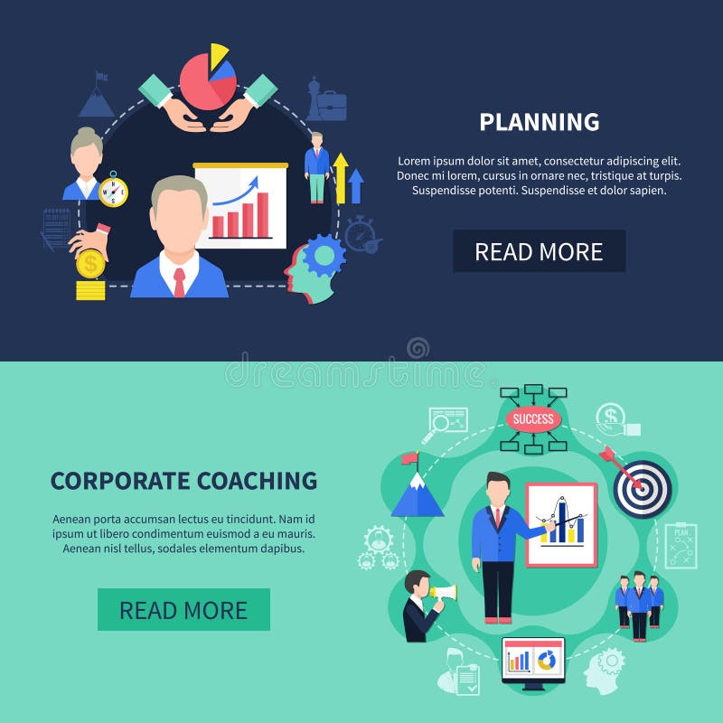 Coaching Banners Set stock vector. Illustration of conference - 109378250