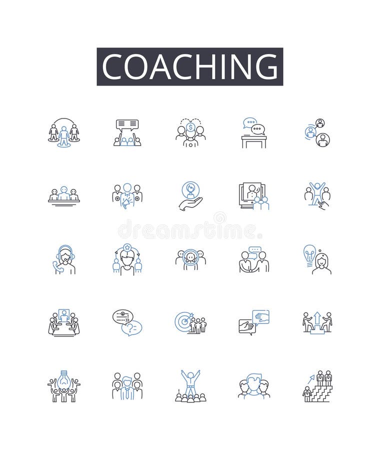 Coaching Line Icons Collection. Mentoring, Guiding, Training ...