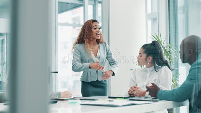 Coaching, Meeting and Presentation with Business People in Boardroom of ...