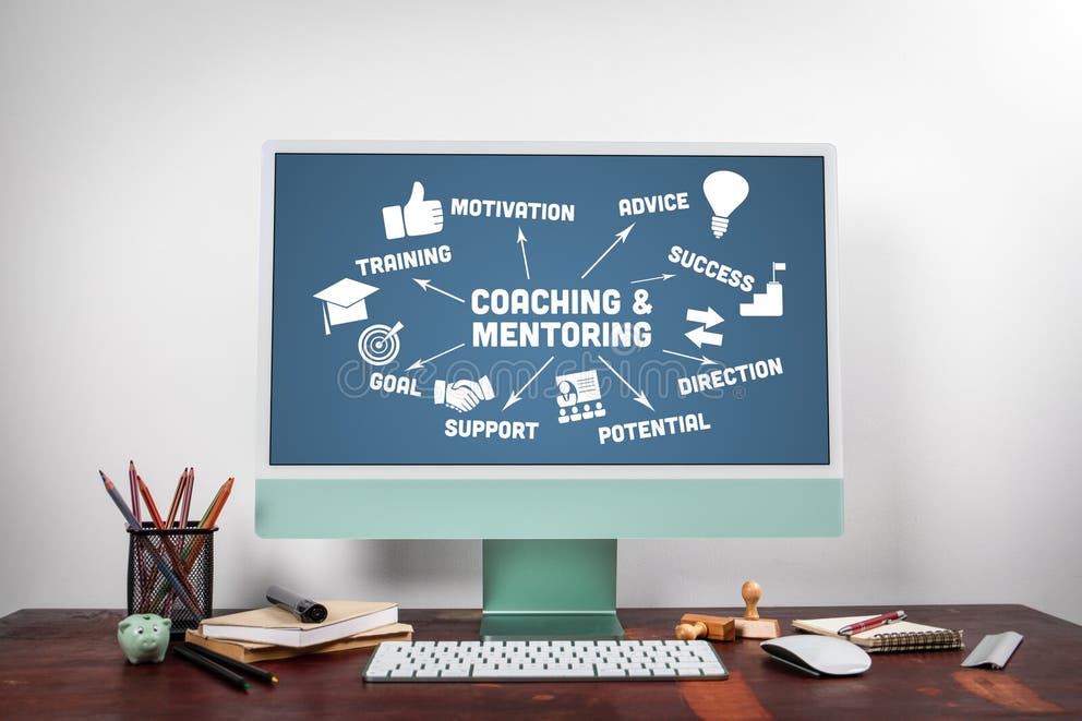 Coaching and Mentoring Concept. Chart with Keywords and Icons Stock ...