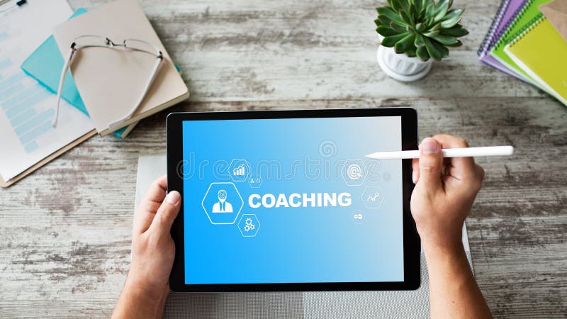 Coaching and Mentoring Concept on Screen. Self Development and Personal ...
