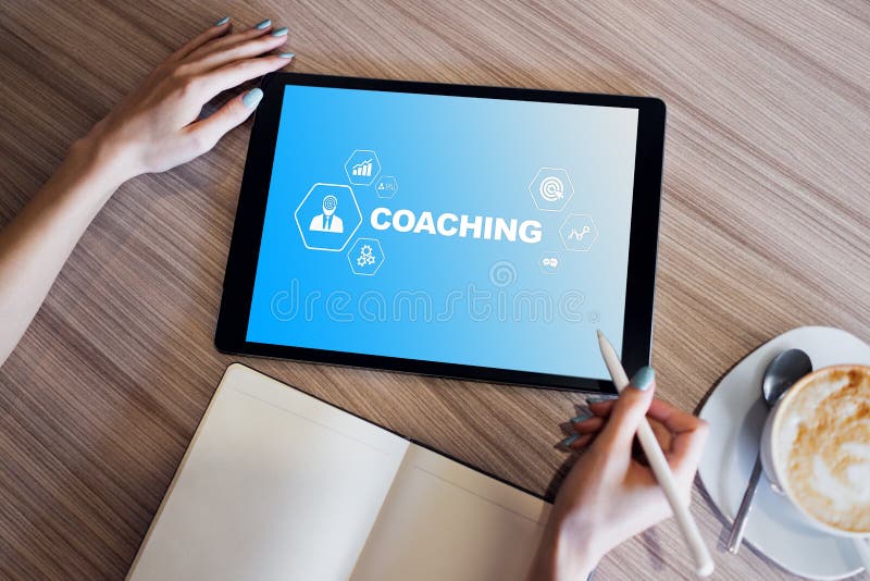 Coaching and Mentoring Concept on Screen. Self Development and Personal ...