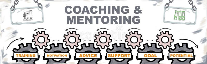 Coaching and Mentoring. Horizontal Banner with Illustration of ...