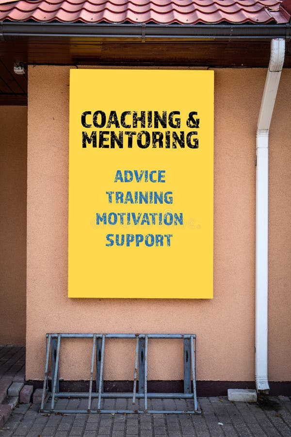 Coaching and Mentoring. Yellow Advertising Banner with Text Stock Photo ...
