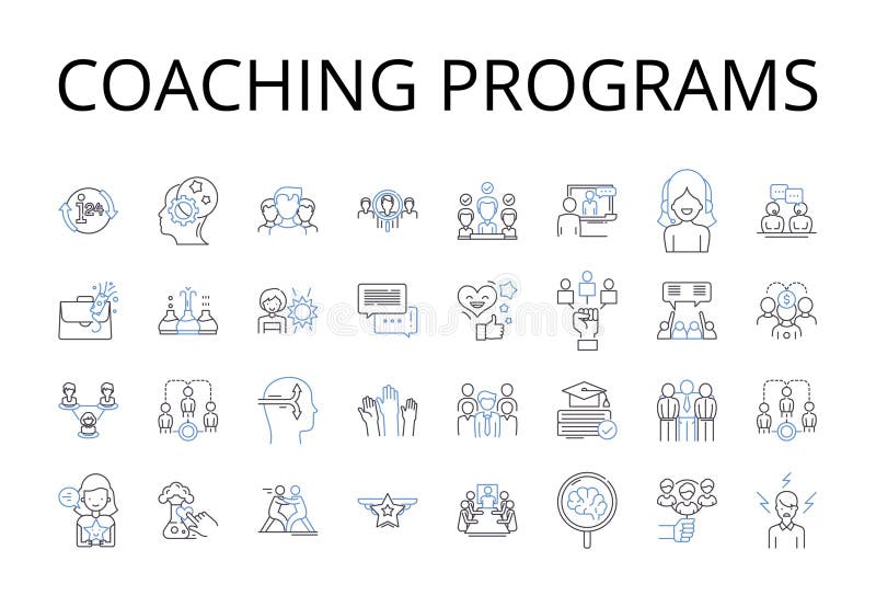 Coaching Programs Line Icons Collection. Leadership Training ...