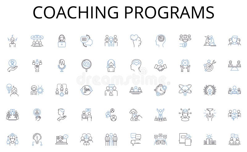 Coaching Programs Line Icons Collection. Success, Achievement, Growth ...