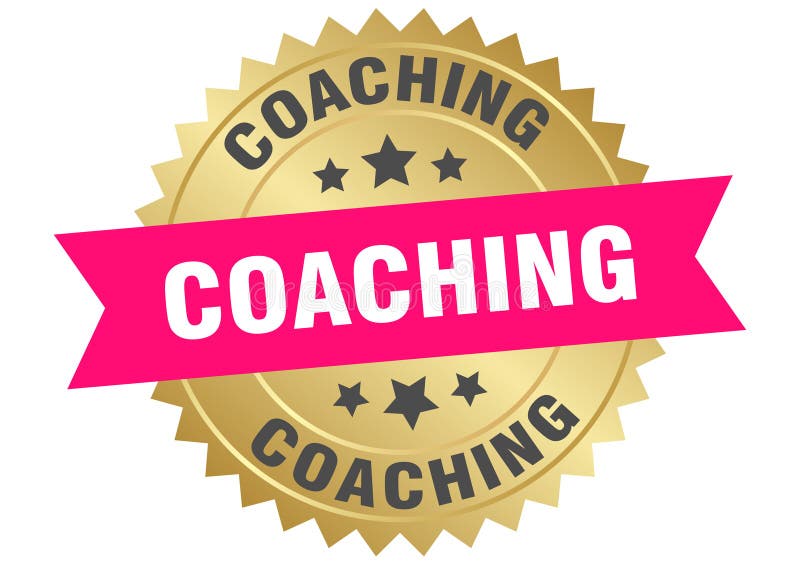 Coaching. Coaching Round Pink and Gold Label Isolated on Transparent ...