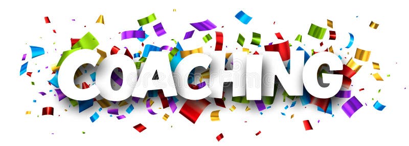 Coaching Sign Over Cut Ribbon Confetti Background Stock Vector ...